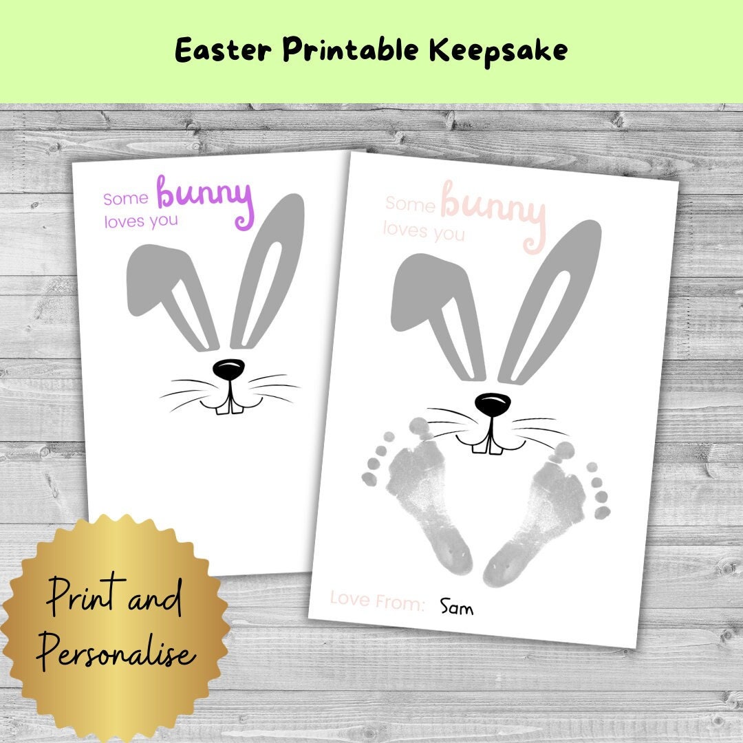 Easter Printable, Some Bunny Loves You, Toddler Keepsake, Footprint ...