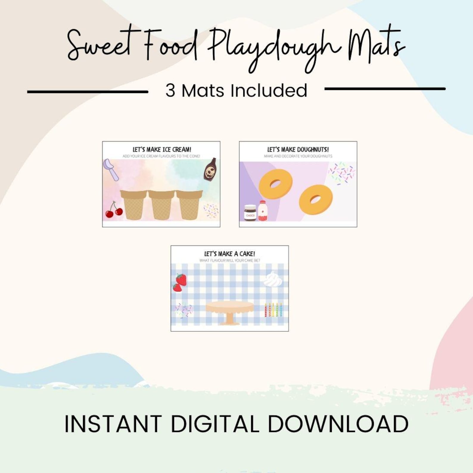 Dessert and Ice Cream Playdoh Mats: Fine Motor Skills Activity, Role ...
