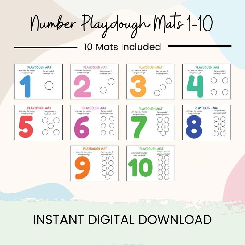 Number Playdough Mats // Fine Motor Skills Play Doh Mat Gift for ...