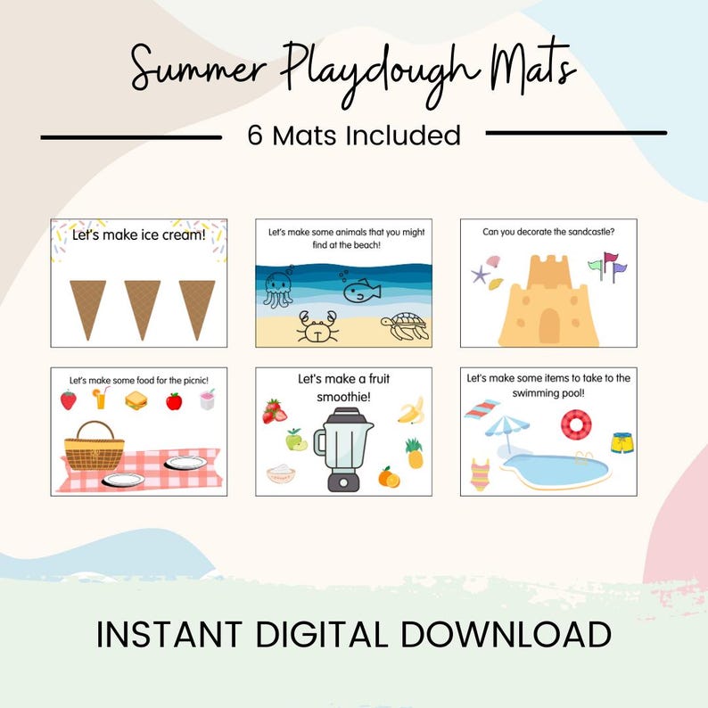 Summer Play Dough Mats - Digital Download, Play Dough Activity ...