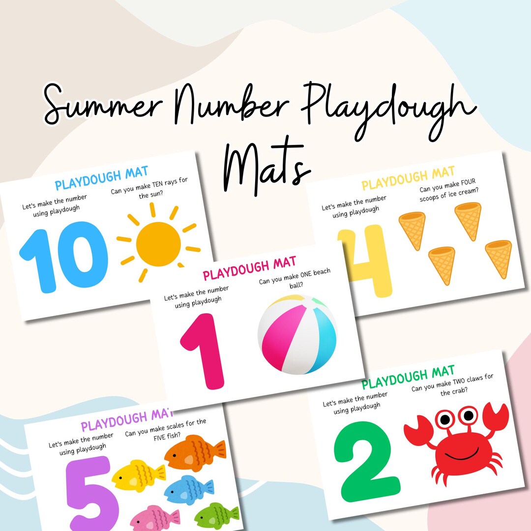 Summer Playdough Number Mats - Fine Motor Skills Play Doh Mat Gift for ...