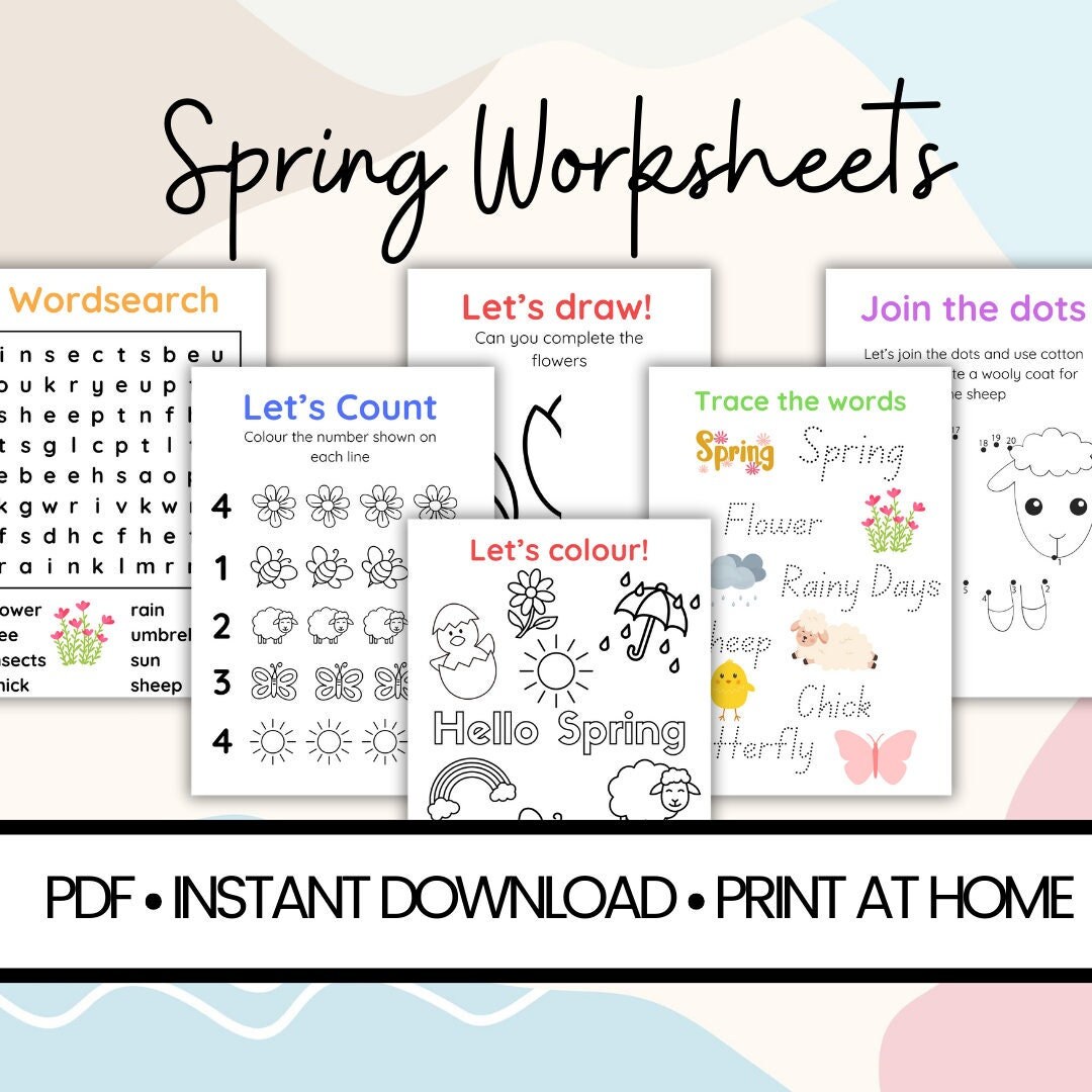 Spring Activity Worksheets, Pre-school Learning (digital Download) - Etsy