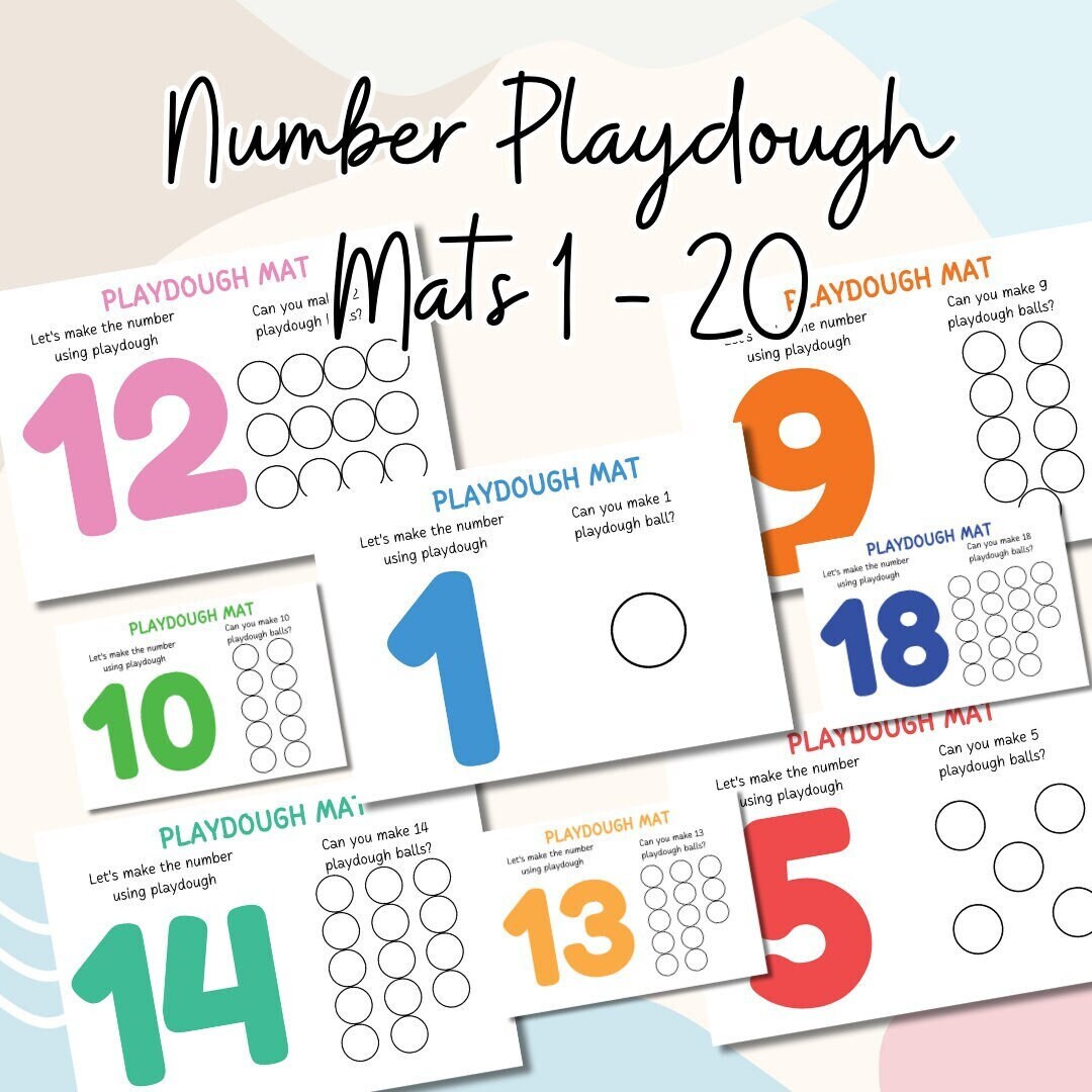 Number Playdough Mats 1-20 // Fine Motor Skills Play Doh Mat Gift for ...