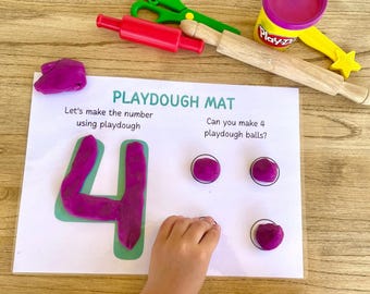 Number Playdough Mats // Fine Motor Skills Play Doh Mat Gift for ...