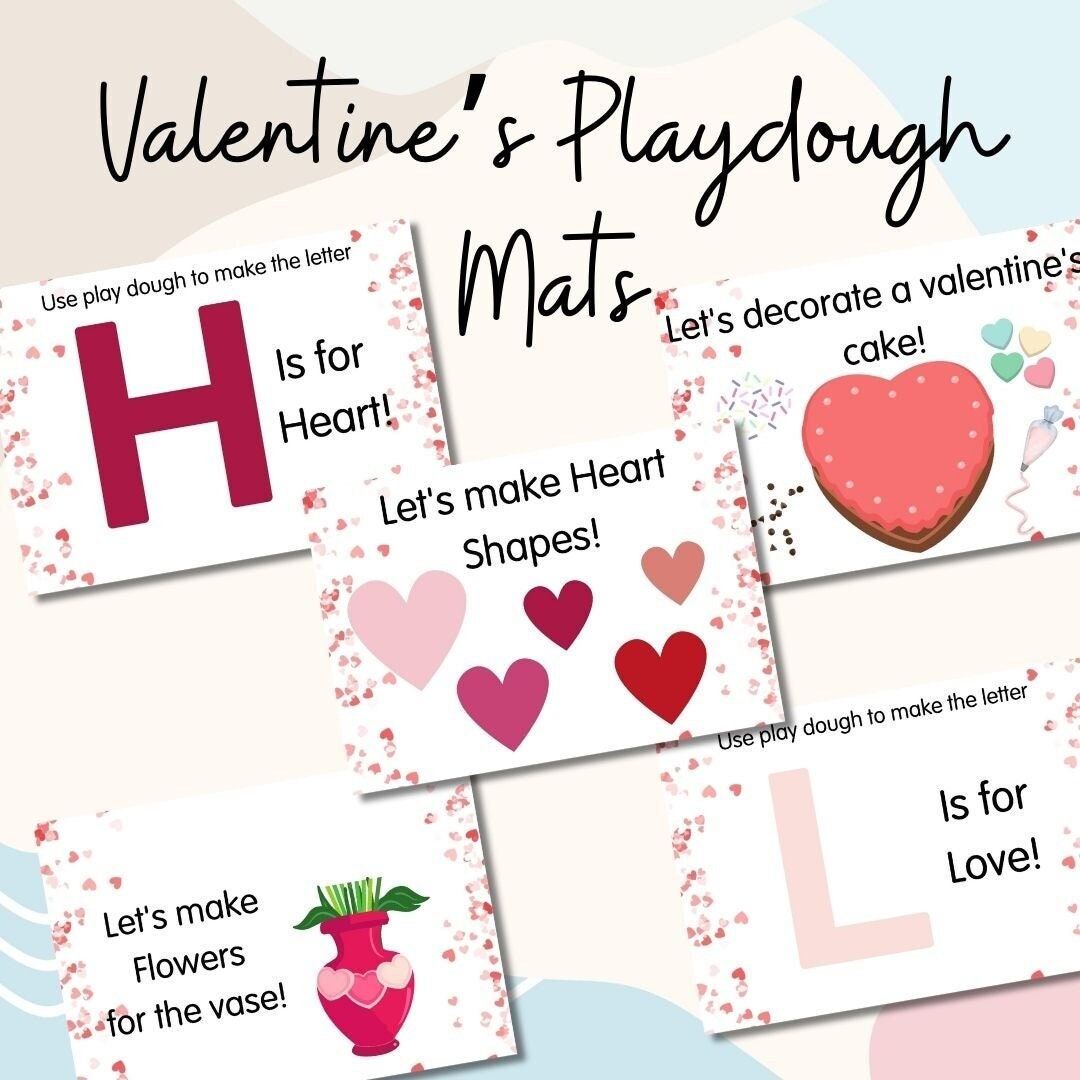 Valentine's Day Playdough Mats // Fine Motor Skills Valentine Craft ...