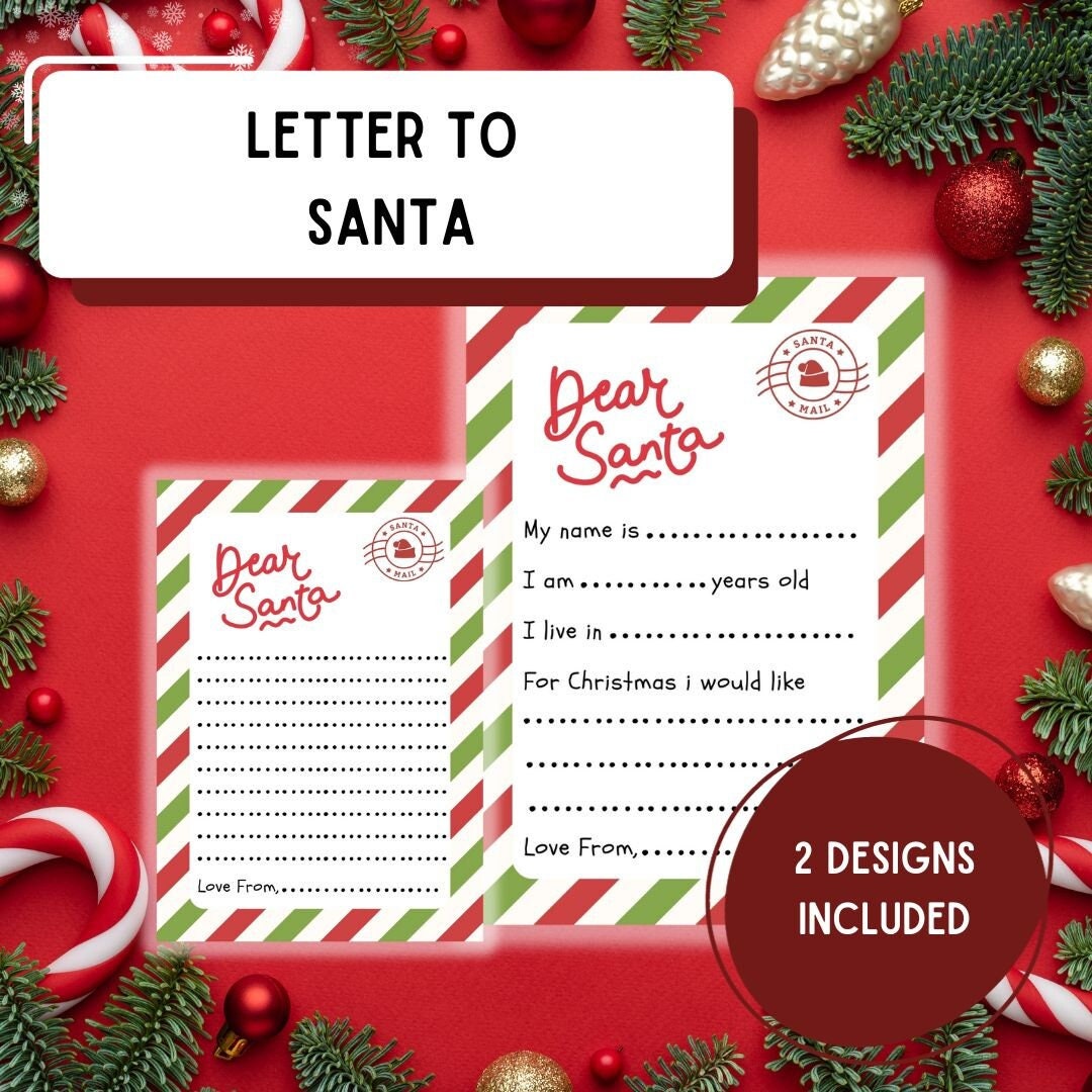Letter to Santa // Printable Letter Dear Santa Christmas Wish - Etsy