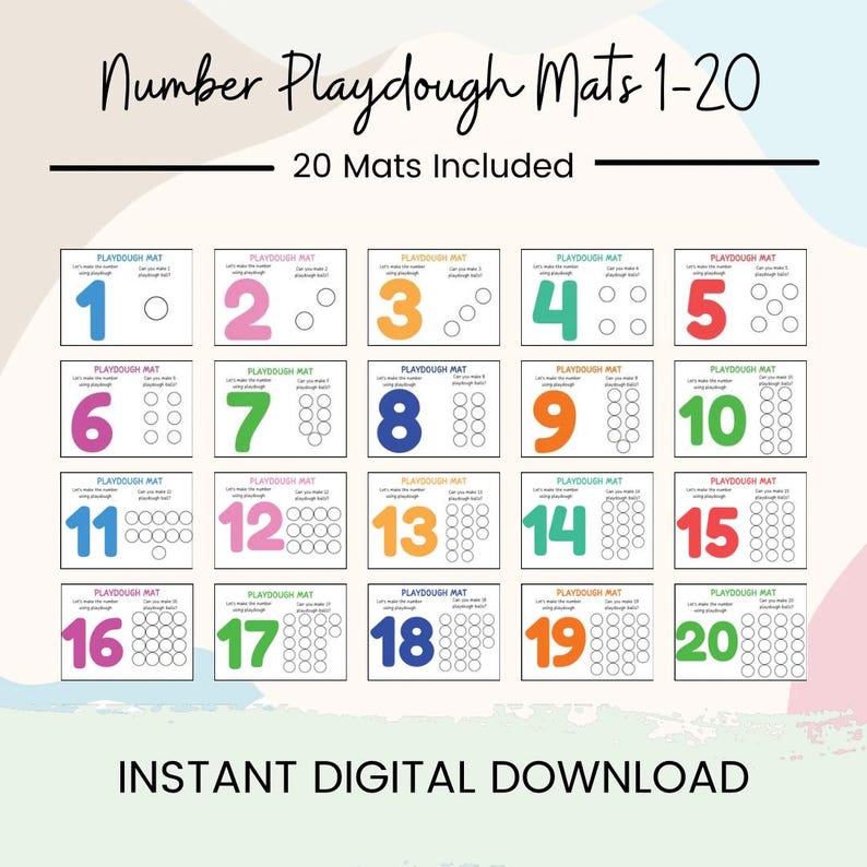 Number Playdough Mats 1-20: Fine Motor Skills Activity (digital ...