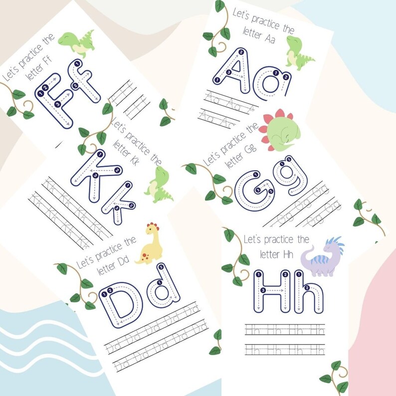 Dinosaur Alphabet Tracing Worksheets Pre-k Activities Tracing Practice ...