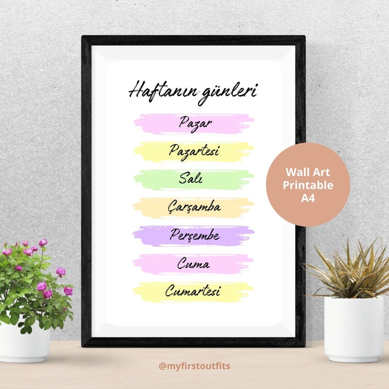 Turkish Learning Posters Pastel, Digital Download, Print at Home ...