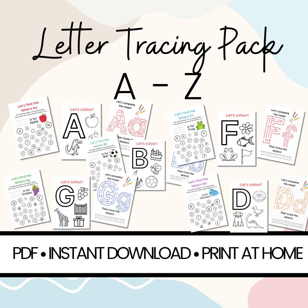 Full Alphabet Letter Tracing Pack: A-Z Activity Worksheets (digital ...