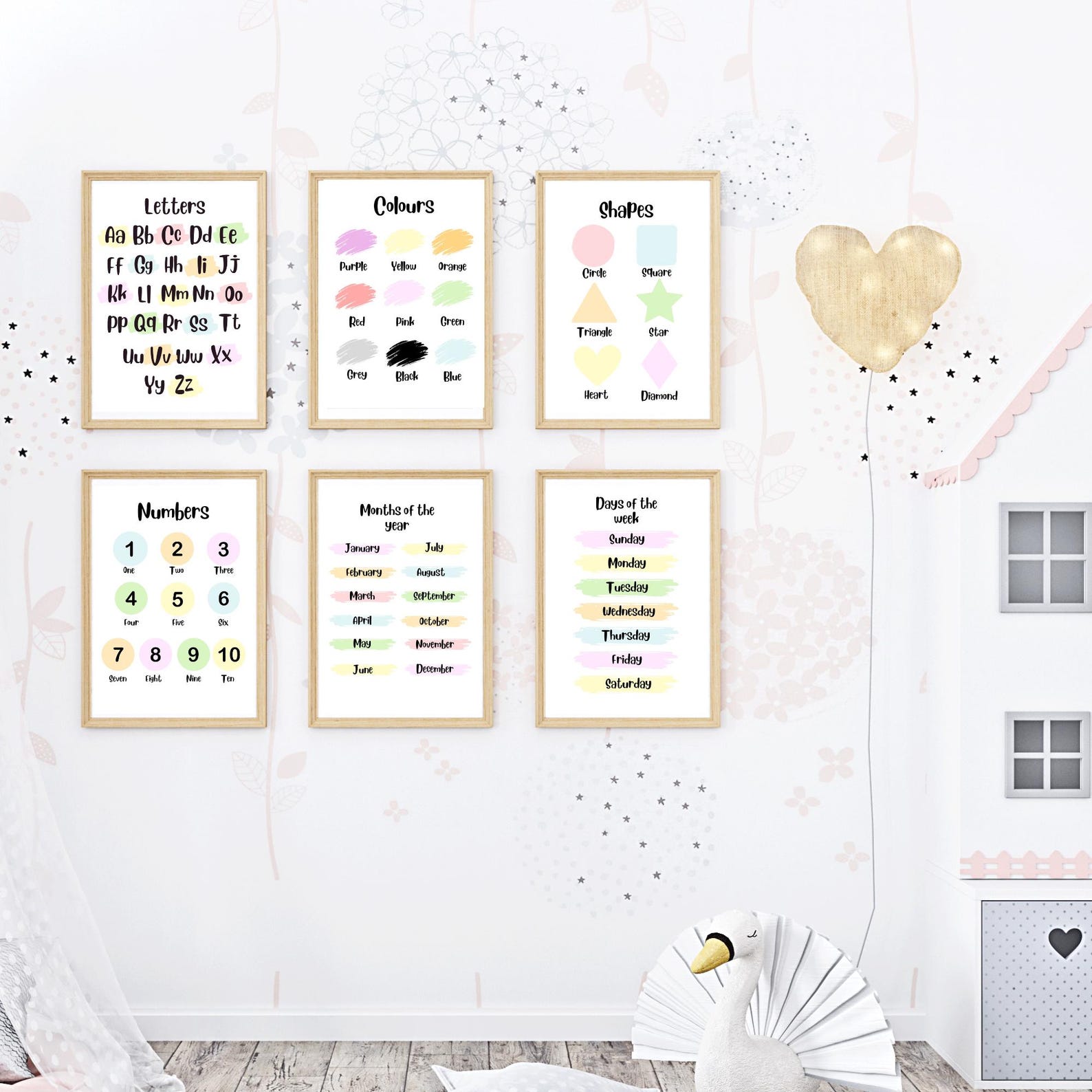 Pastel Learning Posters, Digital Download, Print at Home, Nursery Decor ...