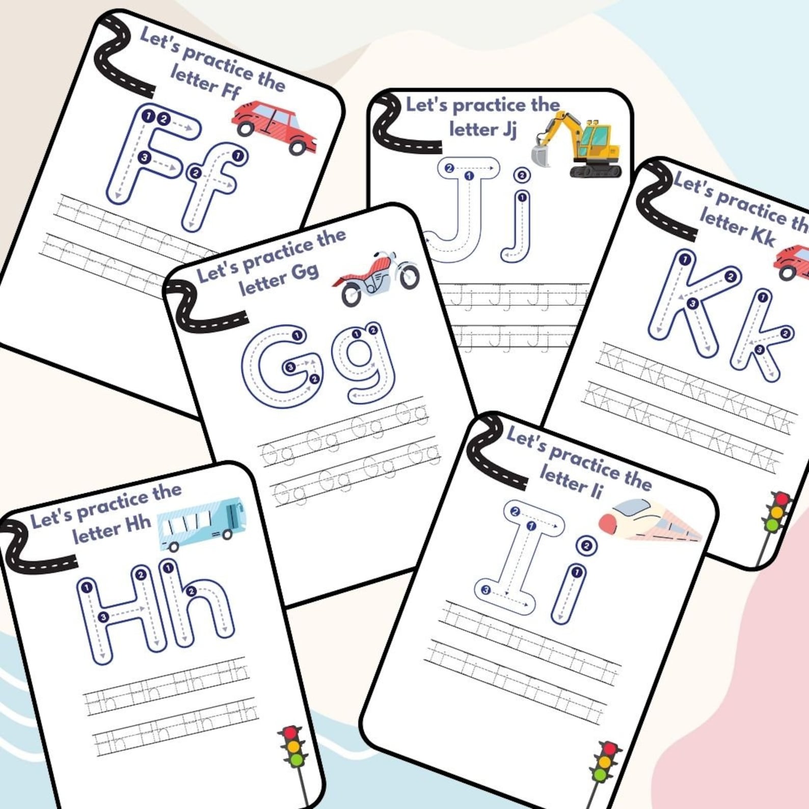 Transport Alphabet Tracing Worksheets, Pre-k Learning (digital Download ...