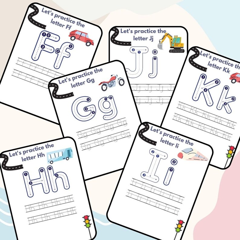 Transport Alphabet Tracing Worksheets, Pre-k Learning (digital Download ...