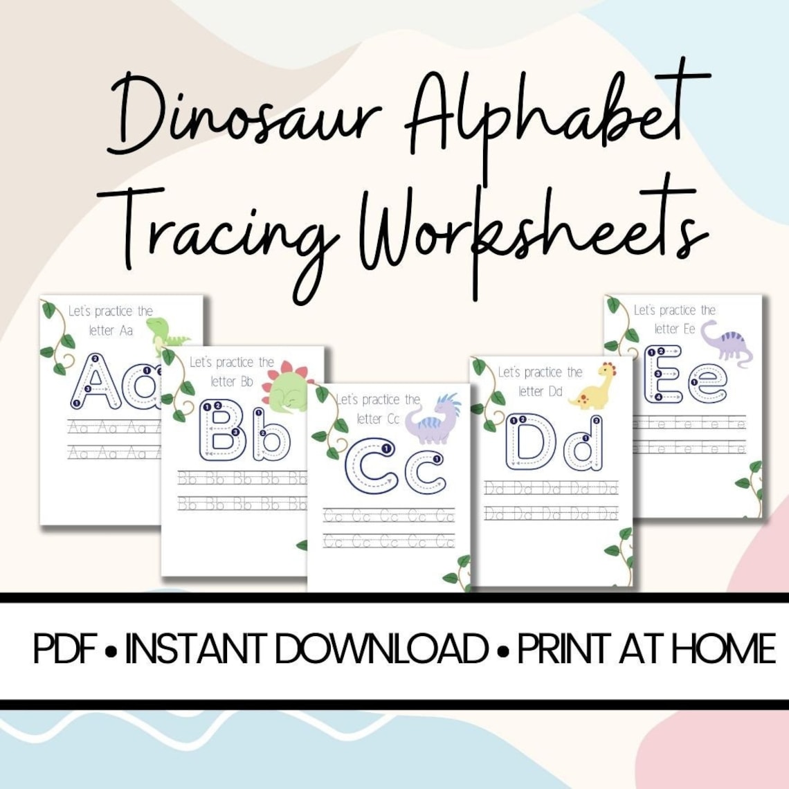 Dinosaur Alphabet Tracing Worksheets Pre-k Activities Tracing Practice ...