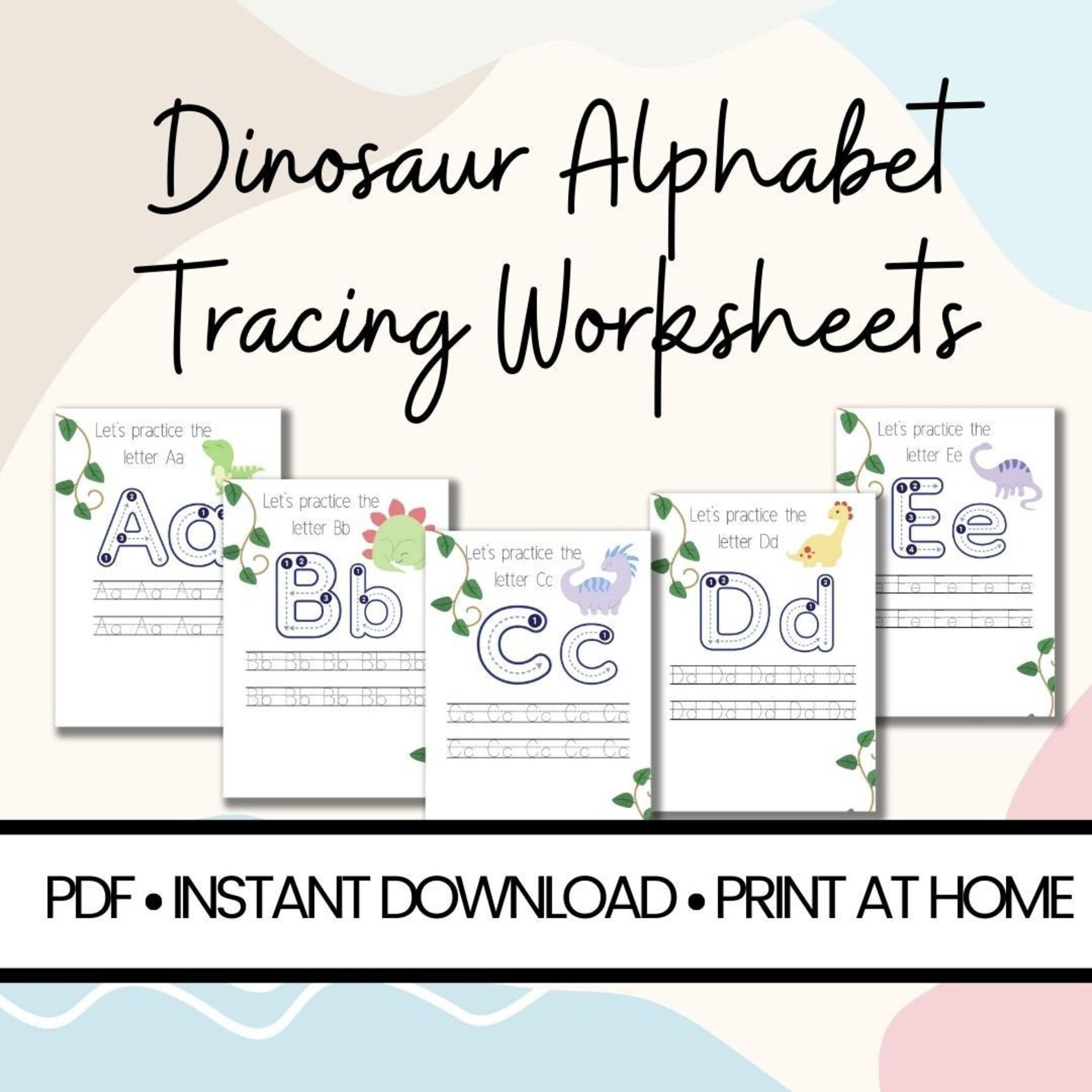 Dinosaur Alphabet Tracing Worksheets Pre-k Activities Tracing Practice ...