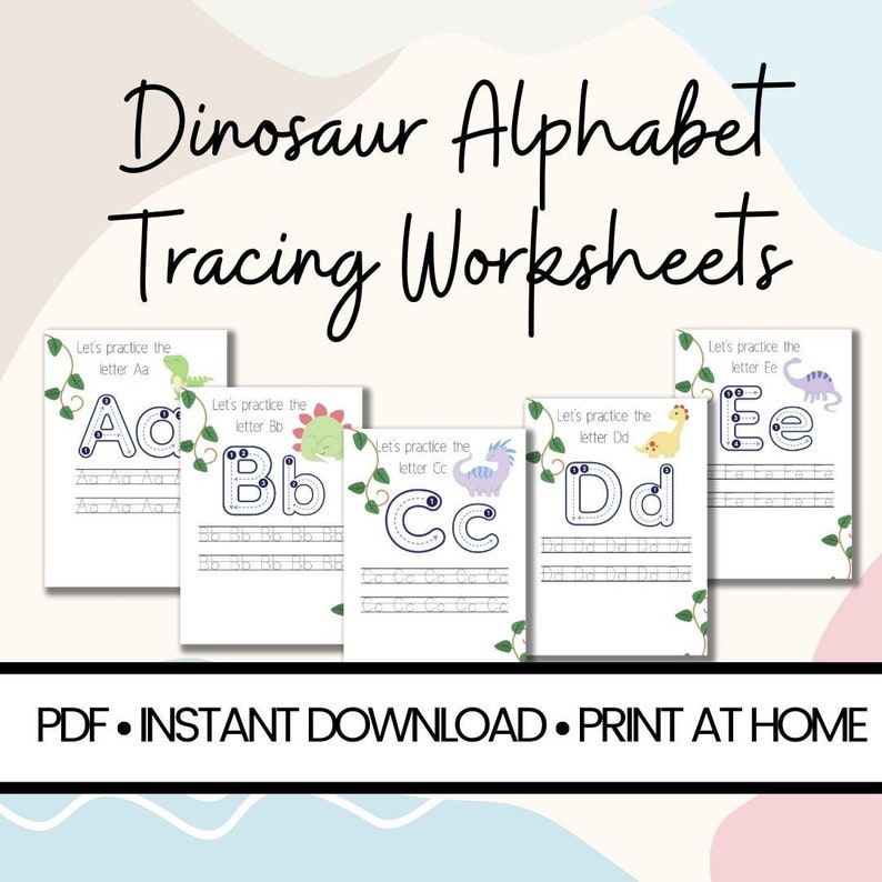 Dinosaur Alphabet Tracing Worksheets Pre-k Activities Tracing Practice ...