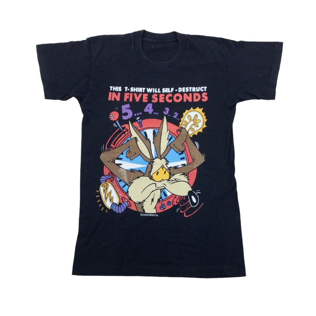 Vintage Looney Tunes Coyote 1992 T-shirt Small Size Men Top Male Pre ...