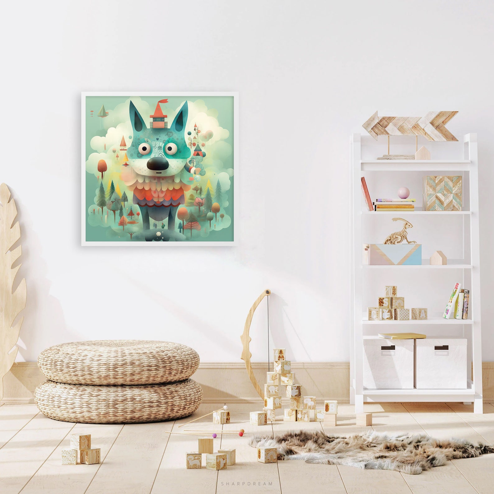 Cartoon Wolf Printable Clipart Bundle, Cute Wolves Nursery Wall Art ...