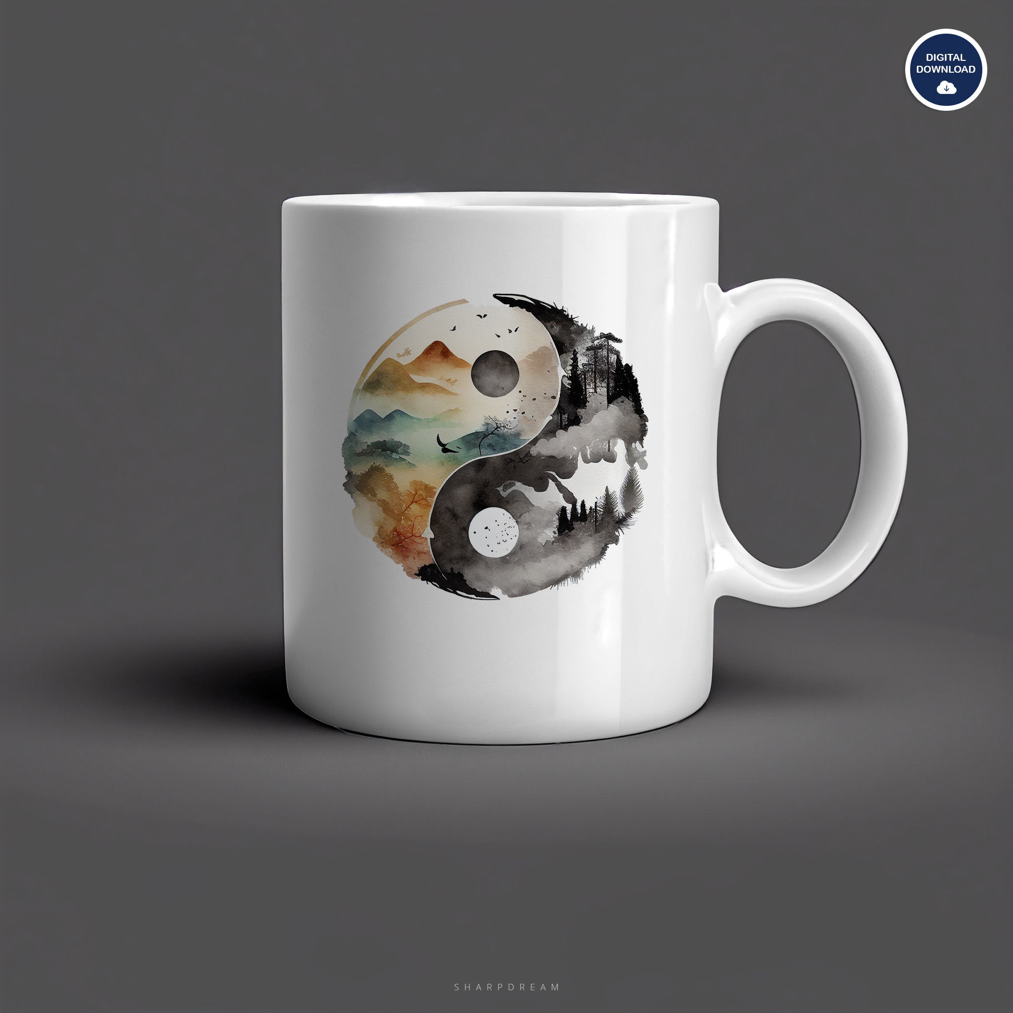 Yin-yang Printable Zen Wall Art, Abstract Yin Yang Design Download ...