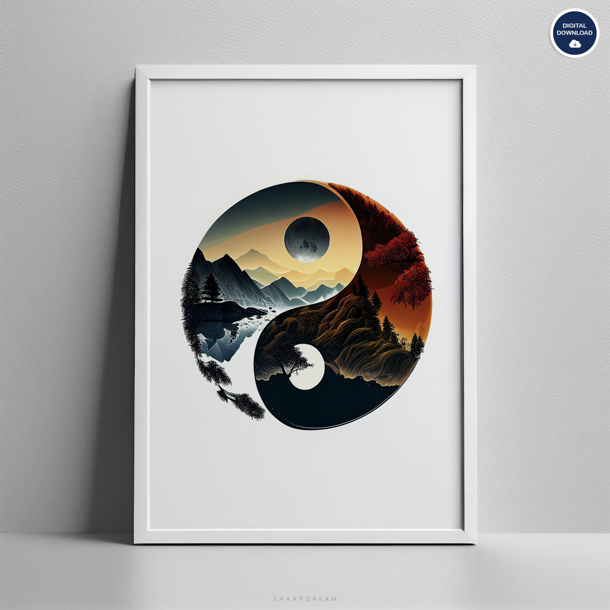 Yin Yang Printable Wall Poster, Balance Print, Ying Yang Wall Art, Zen ...