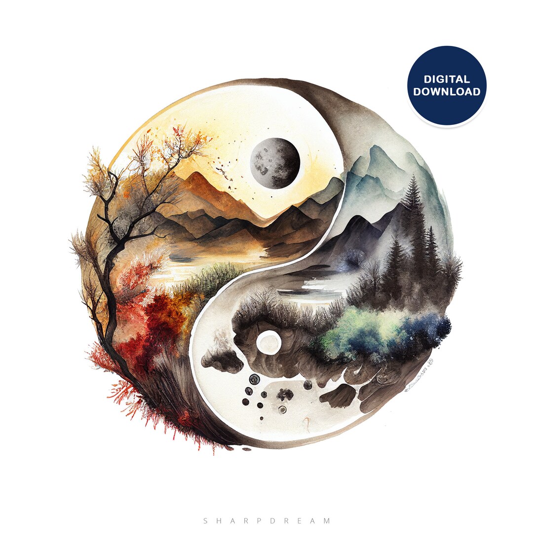 Abstract Yin Yang Print, Balance Wall Art, Zen Printable, Spiritual Wall Decor, Ying Yang Art ...