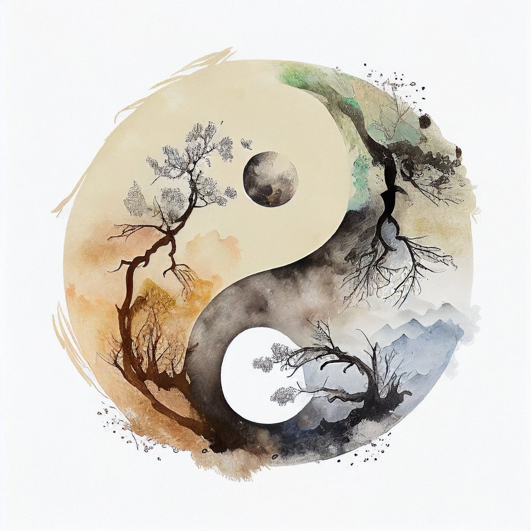 Yin-yang Printable Wall-art, Watercolor Yin Yang Digital Download ...