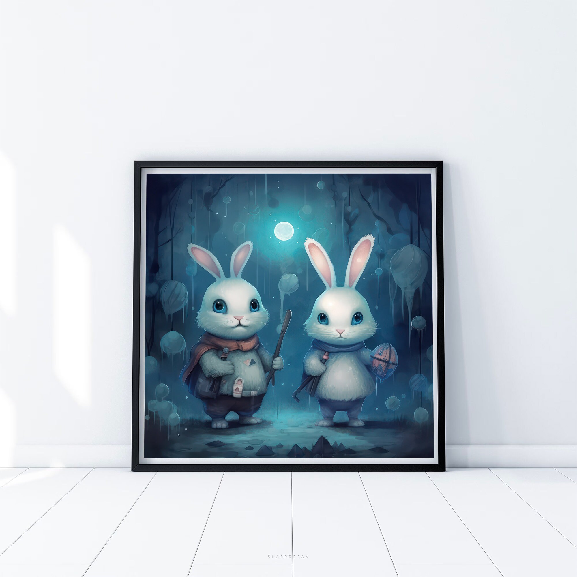 Rabbit Printable Clipart Bundle, Cute Rabbits Nursery Wall Art ...