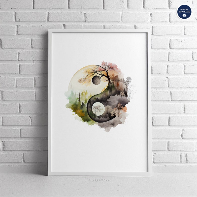 Ying Yang Wall Art, Abstract Print, Yin Yang Print, Talisman Poster ...