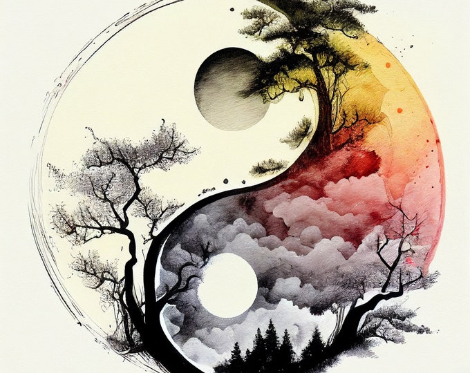Yin Yang Printable Poster, Watercolor Yin Yang Wall Art to Print ...