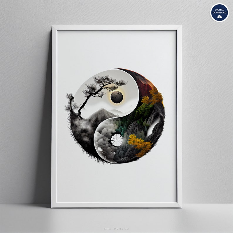 Yin Yang Printable Wall Poster, Balance Print, Ying Yang Wall Art, Zen ...