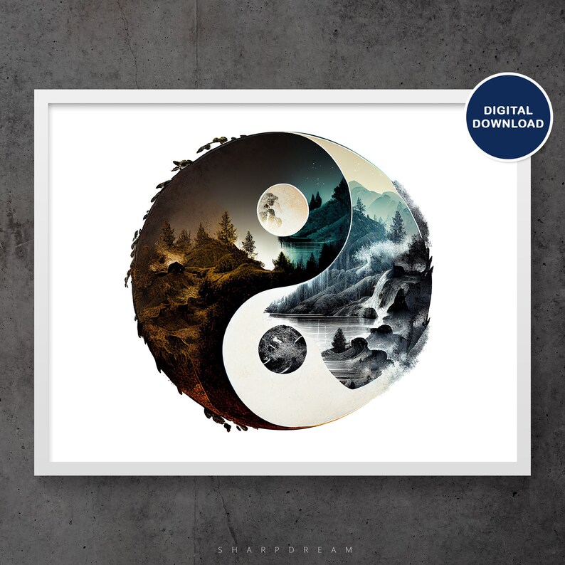 Yin Yang Printable Wall Poster, Balance Print, Ying Yang Wall Art, Zen ...