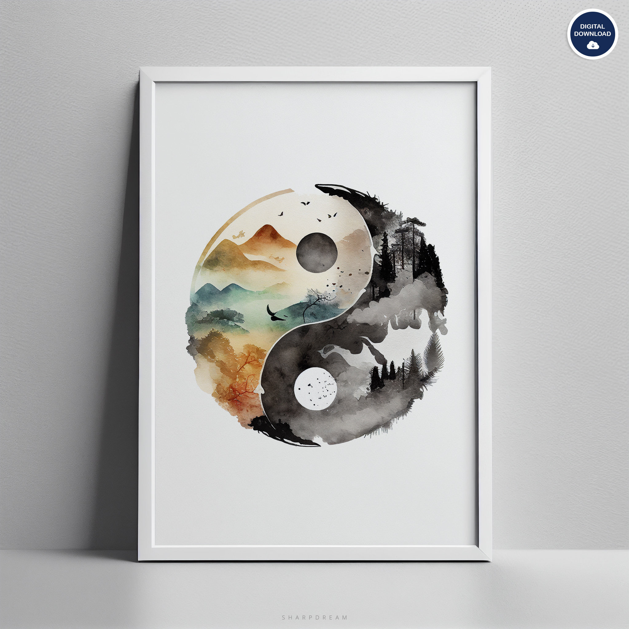 Yin-yang Printable Zen Wall Art, Abstract Yin Yang Design Download ...
