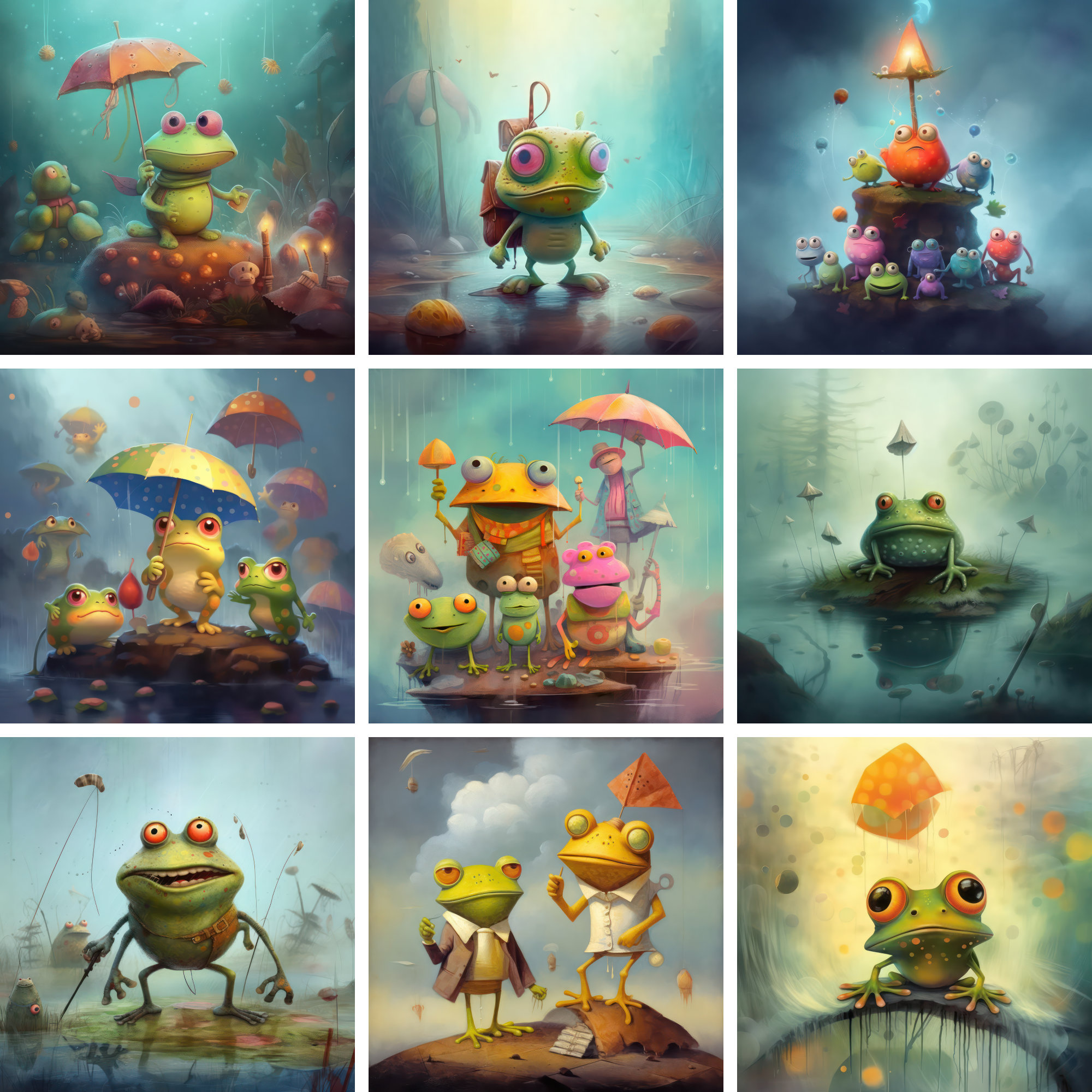 Cartoon Frog Printable Clipart Bundle, Cute Frogs Nursery Wall Art ...