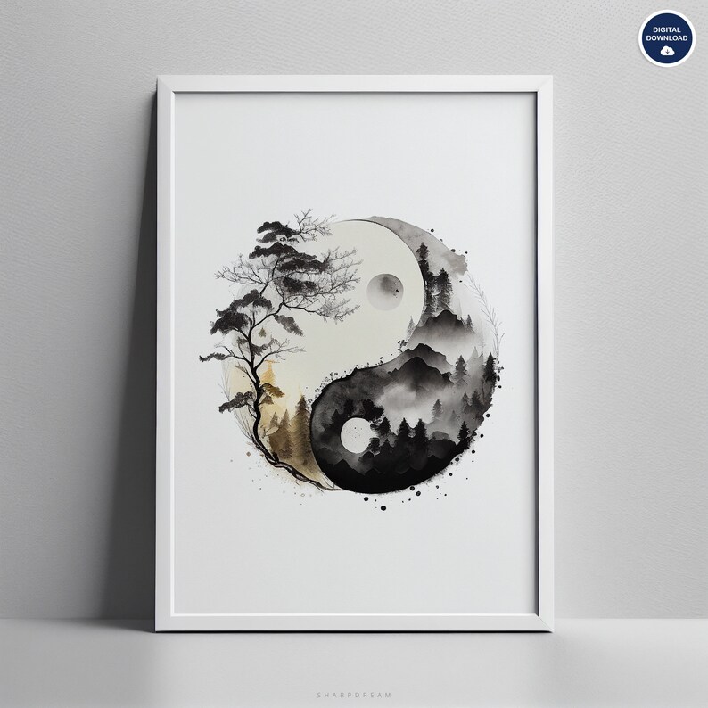 Yin Yang Printable Poster, Balance Wall Art, Ying Yang Wall Poster ...