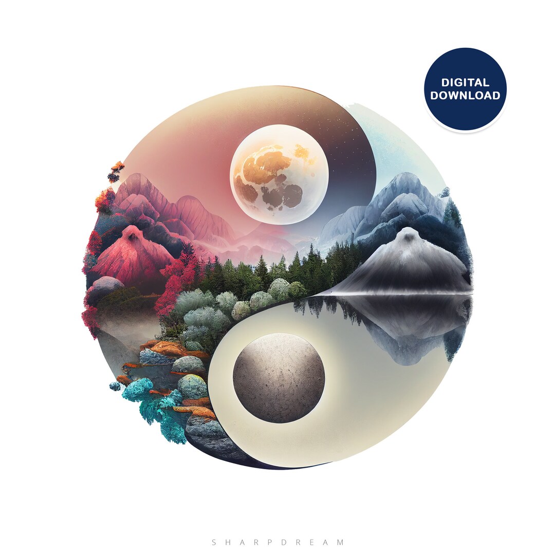 Yin-yang Printable Wall-art, Watercolor Yin Yang Digital Download ...