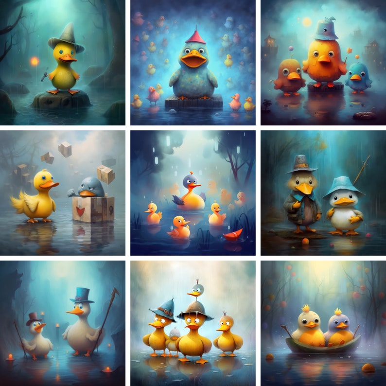 Cute Duck Printable Clipart Bundle, Cute Ducks Nursery Wall Art ...