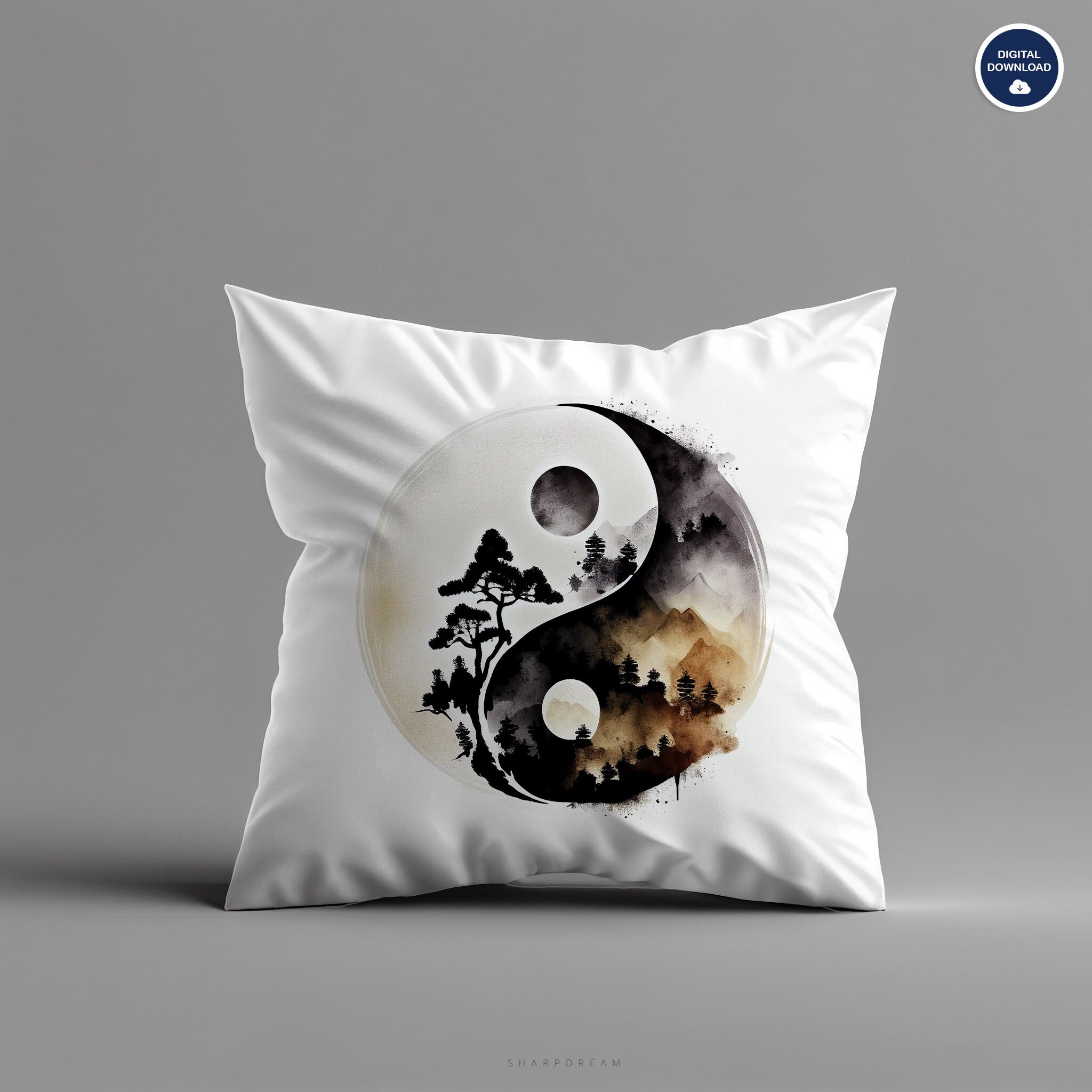 Ying Yang Art, Taoism Art, Zen Print, Boho Wall Art, Spiritual Art ...