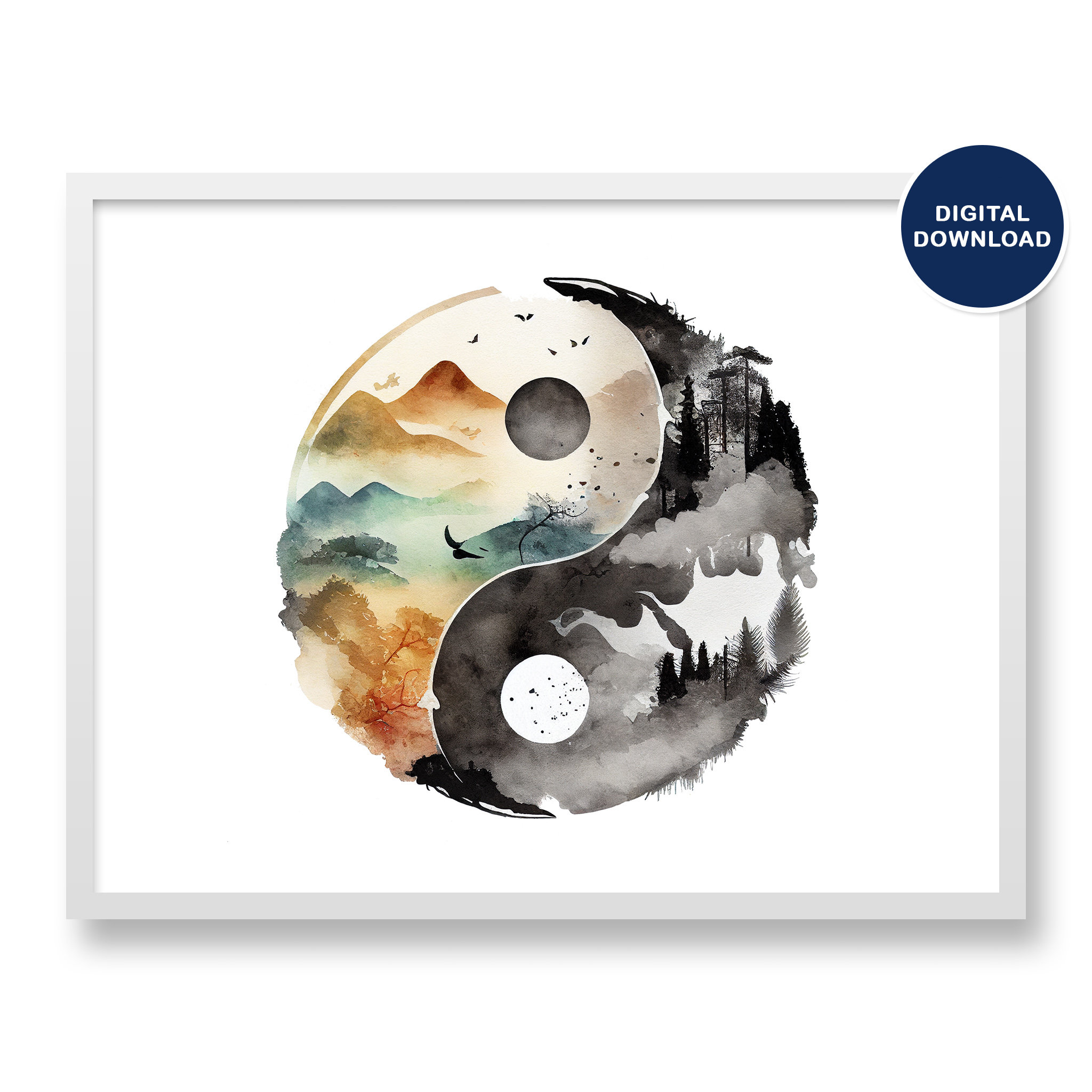 Yin-yang Printable Zen Wall Art, Abstract Yin Yang Design Download ...