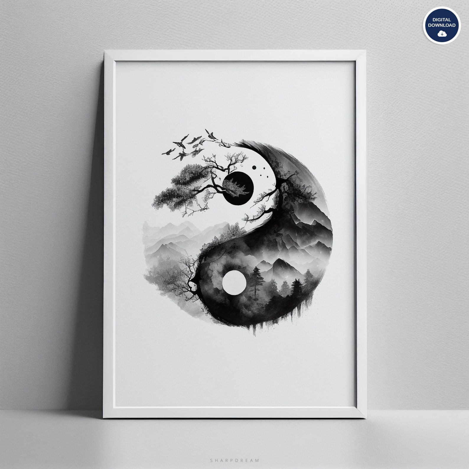 Yin Yang Printable Poster, Balance Wall Art, Ying Yang Wall Poster ...