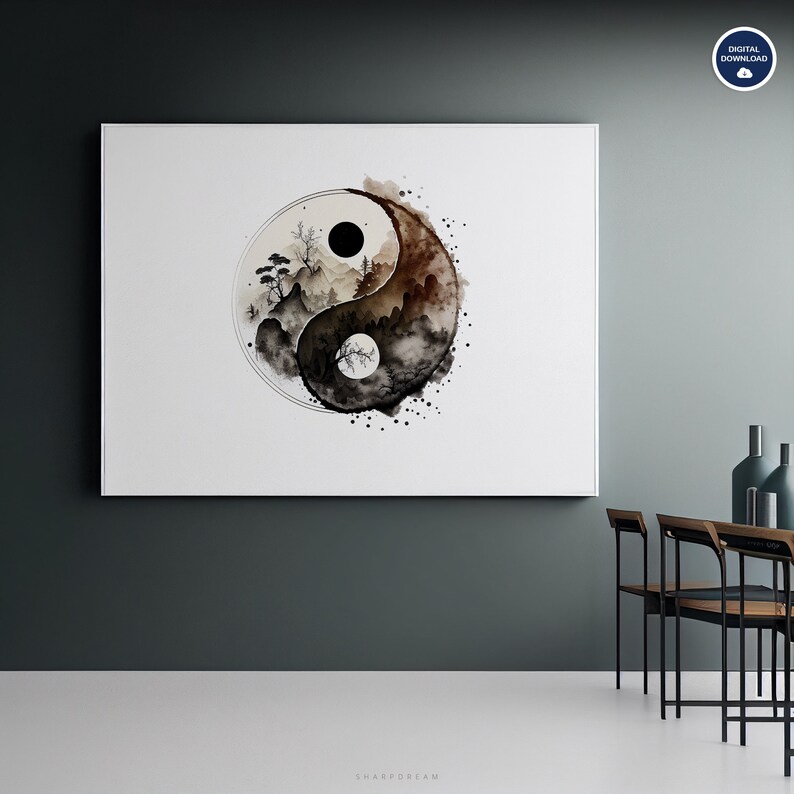 Yin and Yang Wall Art Printable, Abstract Ying Yang Printable Art ...