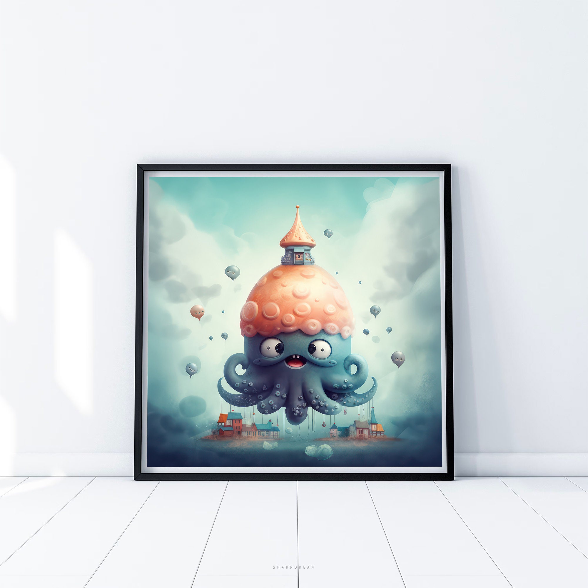 Octopus Printable Clipart Bundle, Cute Octopuses Nursery Wall Art ...