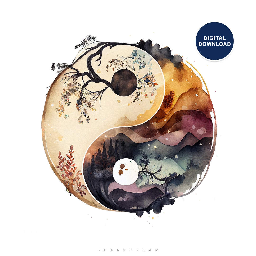 Yin Yang, Zen Decor, Ying Yang Wall Art, Boho Wall Art, Yin Yang Printable Poster, Balance Wall ...