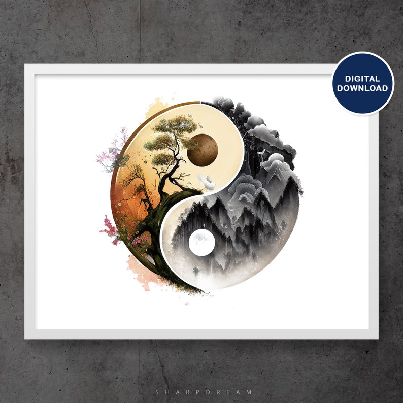 Yin Yang Printable, Ying Yang Watercolor Artwork, Meditation Wall Art ... Yin Yang Printable, Ying Yang Watercolor Artwork, Meditation Wall Art ...