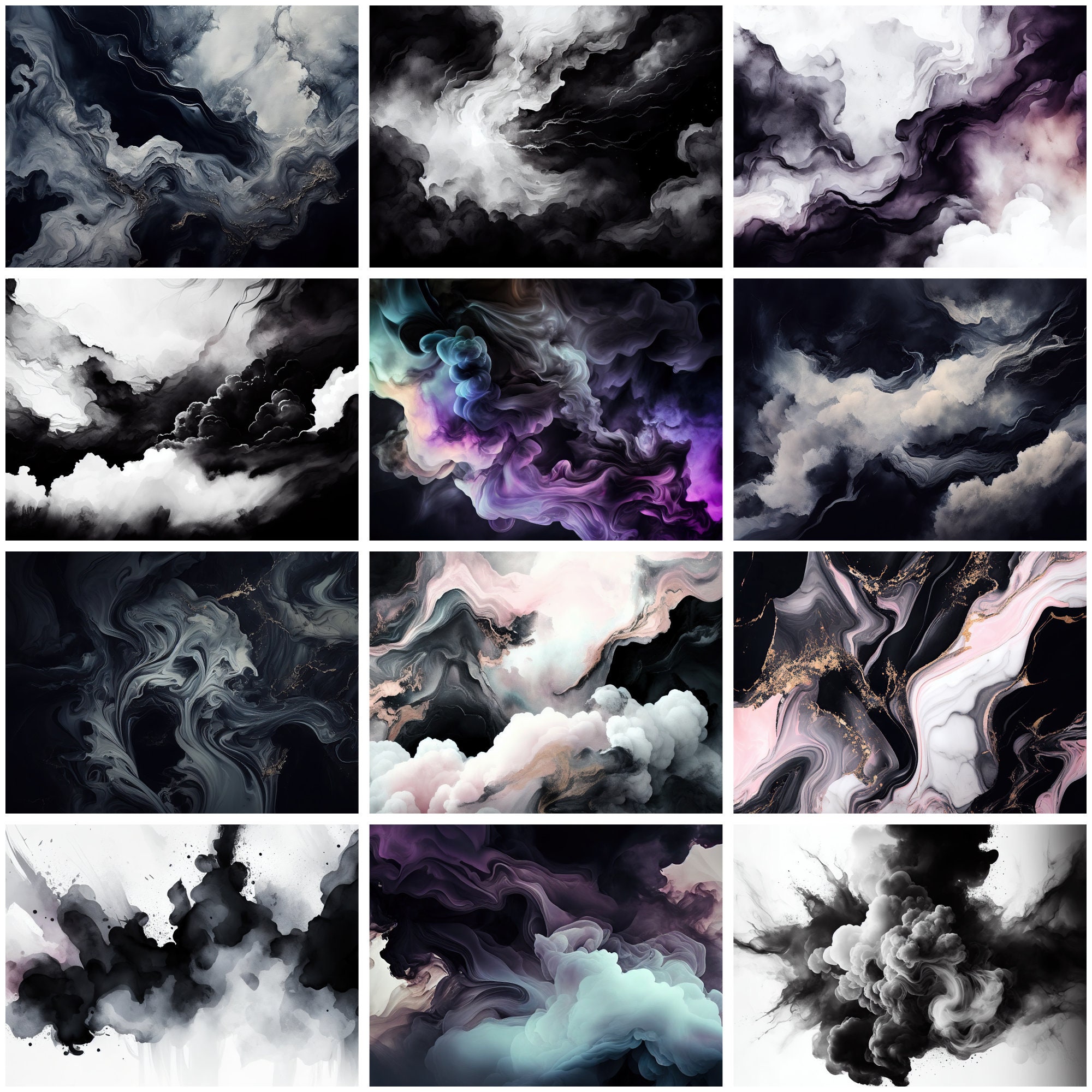 Black Marble Digital Paper Textures Set, Printable Patterns Bundle ...
