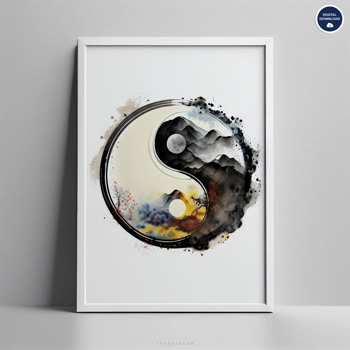 Yin and Yang Wall Art Download, Colorful Print-at-home Art, Abstract ...