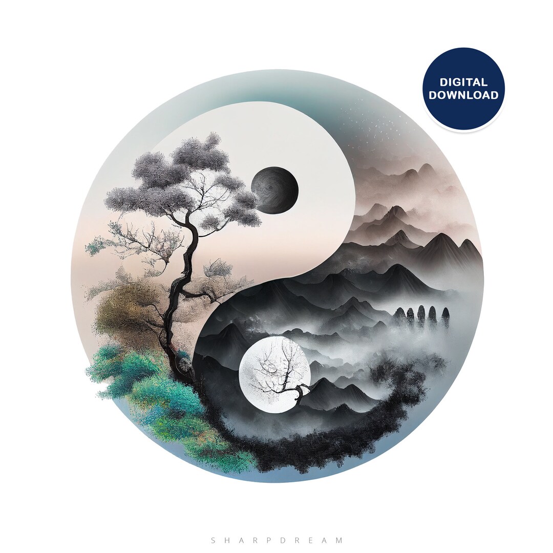 Yin-yang Wall Art Printable, Zen Yin and Yang Poster, Yoga Studio ...