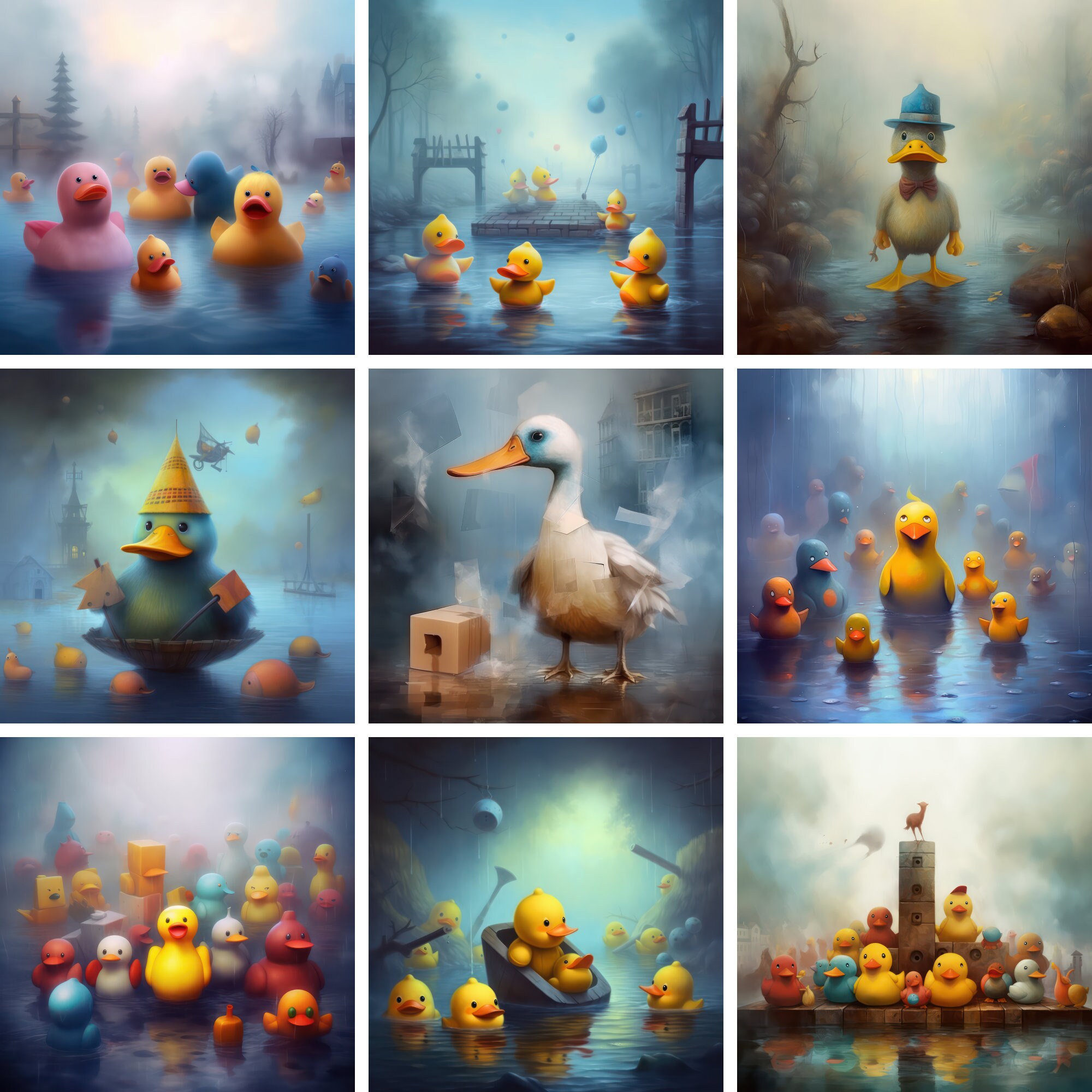 Cute Duck Printable Clipart Bundle, Cute Ducks Nursery Wall Art ...