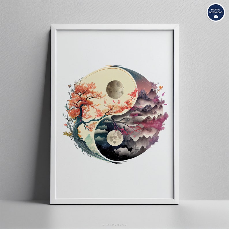 Yin Yang, Zen Decor, Ying Yang Wall Art, Boho Wall Art, Yin Yang Printable Poster, Balance Wall ...