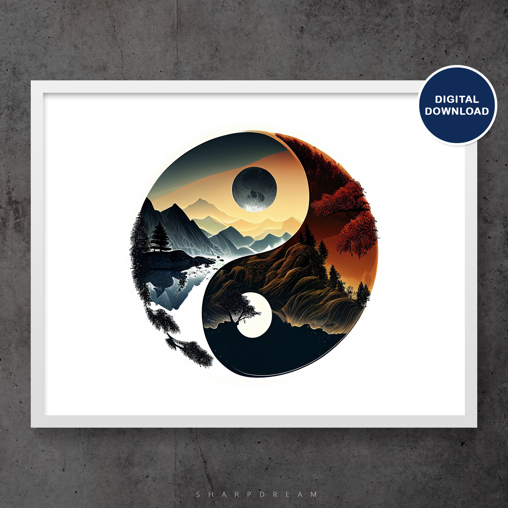 Yin Yang Printable Wall Poster, Balance Print, Ying Yang Wall Art, Zen ...