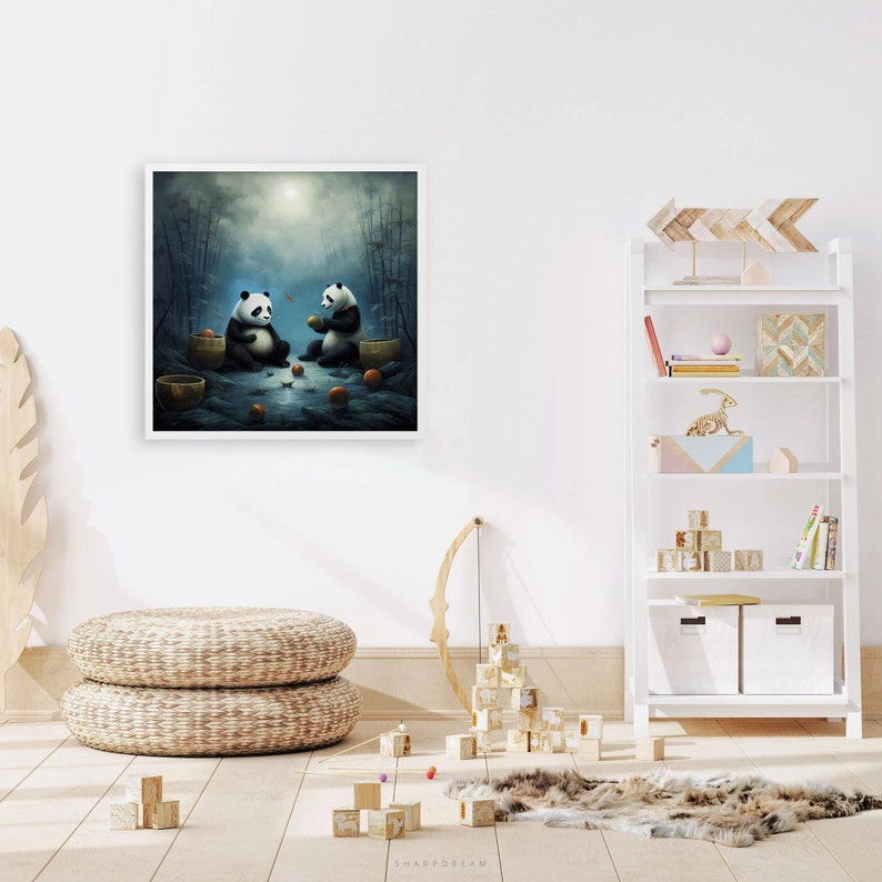 Cute Panda Nursery Art Printable Collection, Print Set, Pandas Painting ...